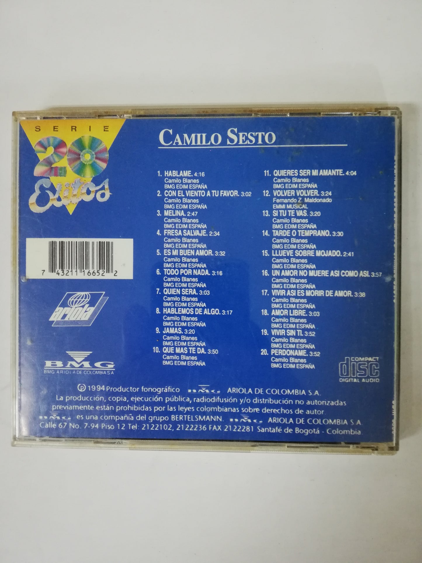 CD CAMILO SESTO - SERIE 20 EXITOS – Música Para Camaleones