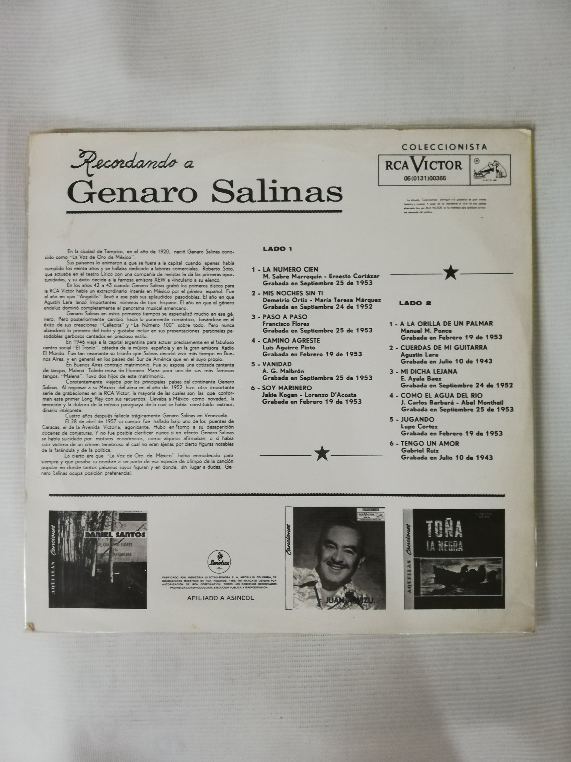 LP GENARO SALINAS - RECORDANDO A GENARO SALINAS – Música Para Camaleones